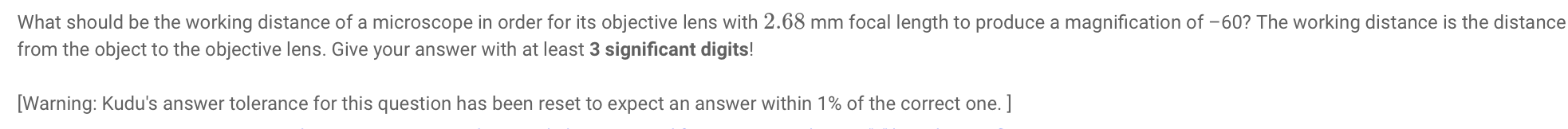 Solved What should be the working distance of a microscope | Chegg.com