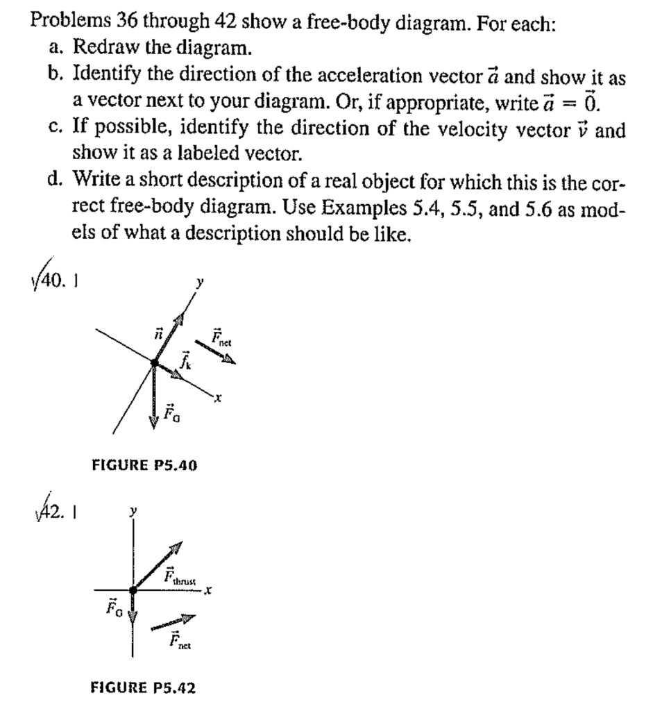 Solved Problems 36 through 42 show a free-body diagram. For | Chegg.com