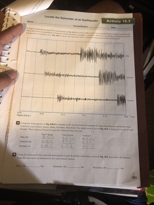 Solved Locate the Epicenter of an Earthquake Activity 16.3 | Chegg.com