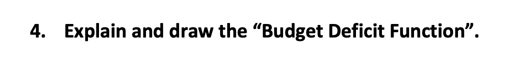 Solved 4. Explain and draw the "Budget Deficit Function". | Chegg.com