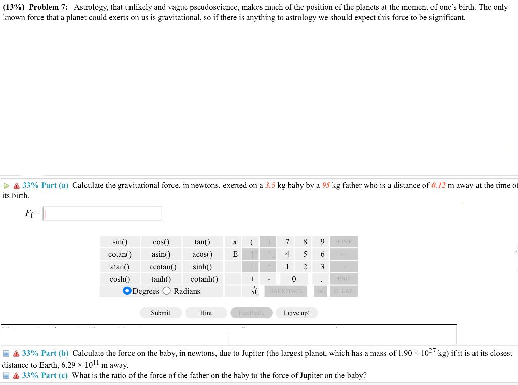 Solved (13\%) Problem 7: Astrology, that unlikely and vague | Chegg.com