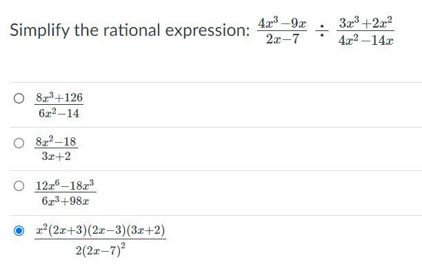 Solved Simplify the rational expression: 4.23-93 2x-7 : 3.23 | Chegg.com