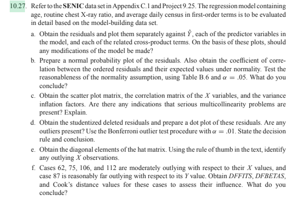 Refer to the SENICdata set in Appendix C.1 and | Chegg.com