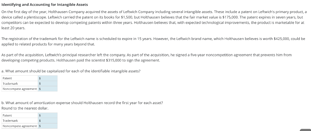 Solved Identifying and Accounting for Intangible Assets On | Chegg.com