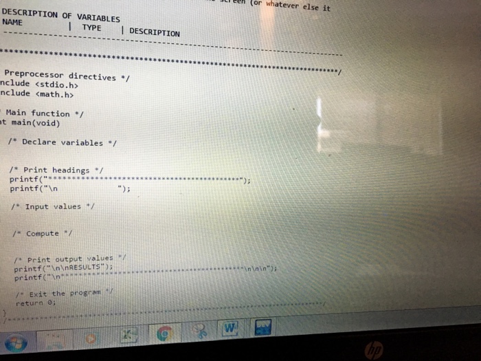 Solved (or whatever else it DESCRIPTION OF VARIABLES NAME I | Chegg.com