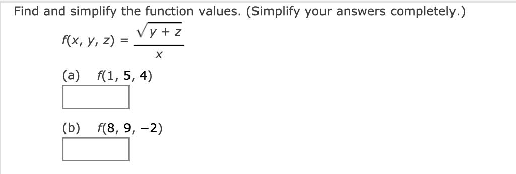 Solved Find and simplify the function values. (Simplify your | Chegg.com