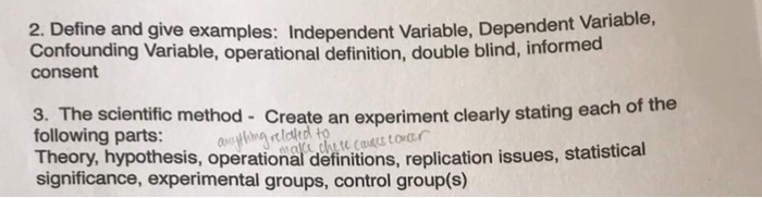 Solved 2. Define and give examples: Independent Variable, | Chegg.com