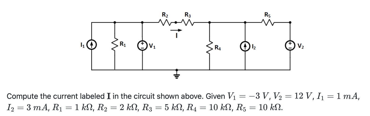 Solved Compute the current labeled I in the circuit shown | Chegg.com