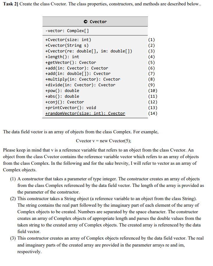 Solved Task 1] Create the class Complex that includes the | Chegg.com