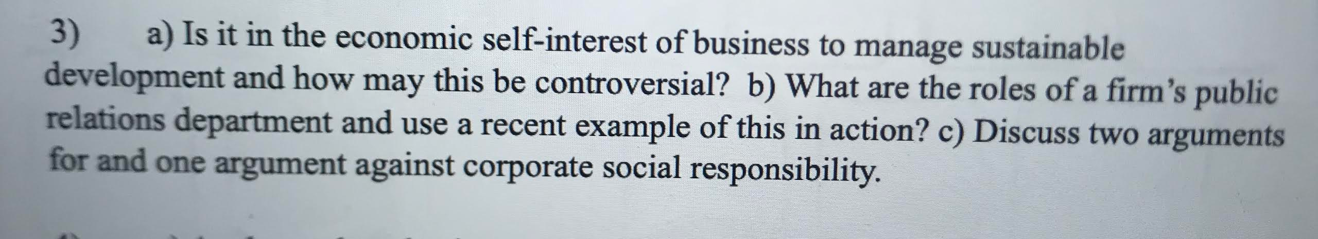 Solved 3) a) Is it in the economic self-interest of business | Chegg.com
