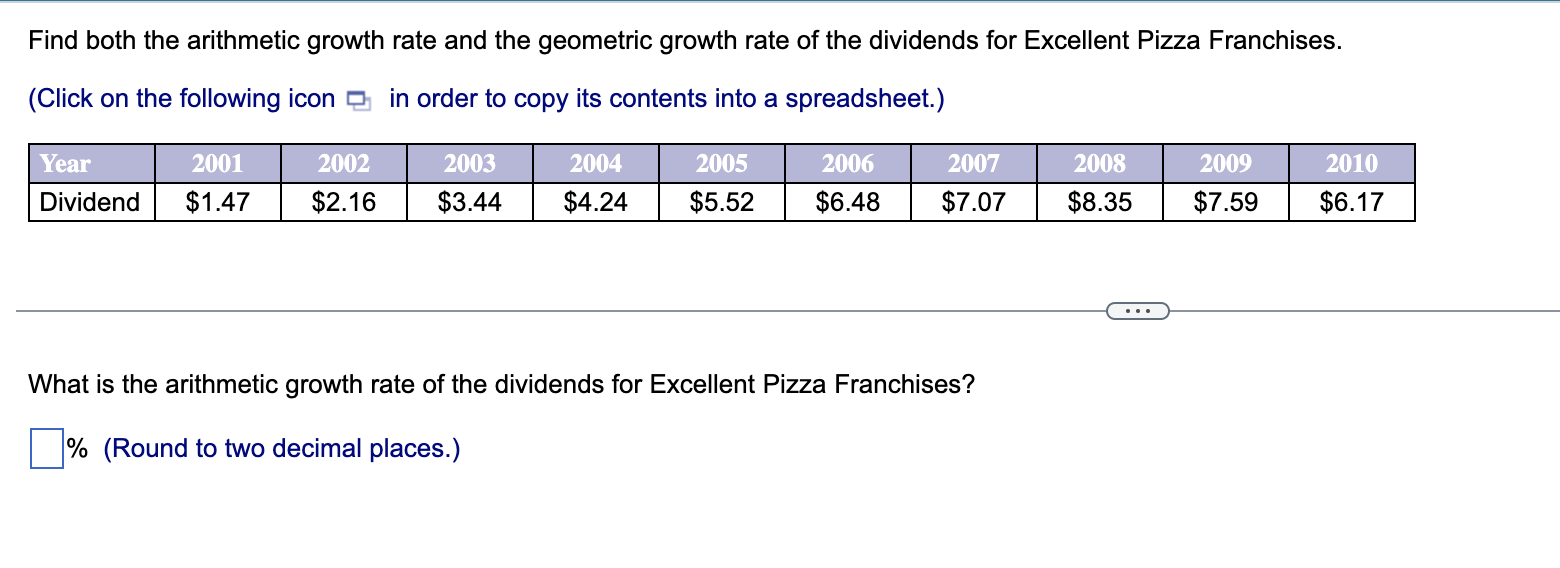 Solved Find both the arithmetic growth rate and the | Chegg.com