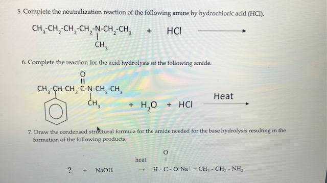 Solved 5. Complete the neutralization reaction of the | Chegg.com
