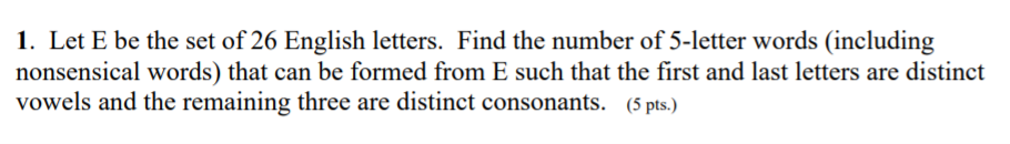 Solved 1. Let E be the set of 26 English letters. Find the | Chegg.com