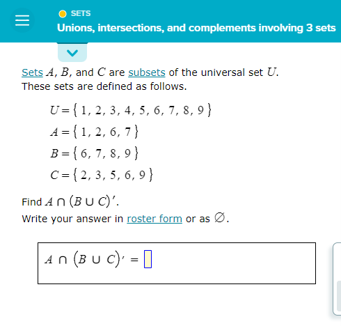 Solved Sets A,B, and C are subsets of the universal set U. | Chegg.com
