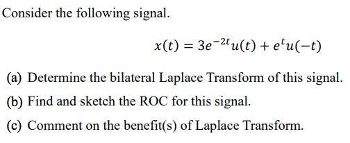 Solved Consider the following signal. x(t) = 3e-2tu(t) + | Chegg.com