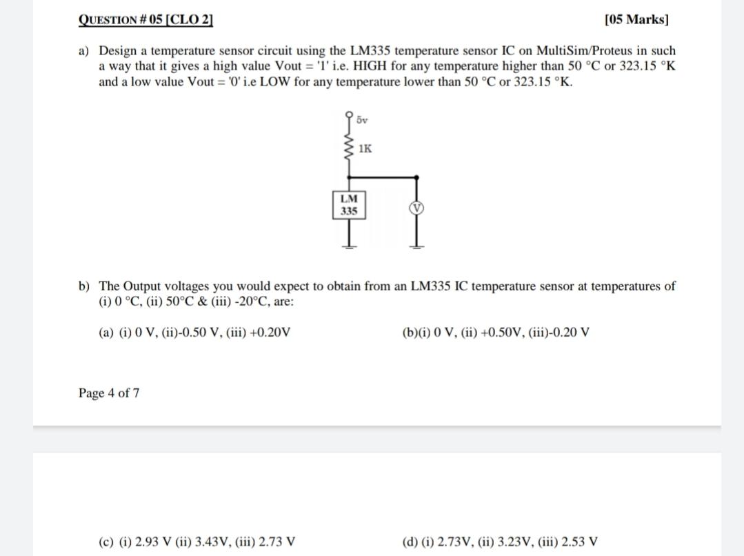 Solved QUESTION #05 (CLO2) [05 Marks] a) Design a | Chegg.com
