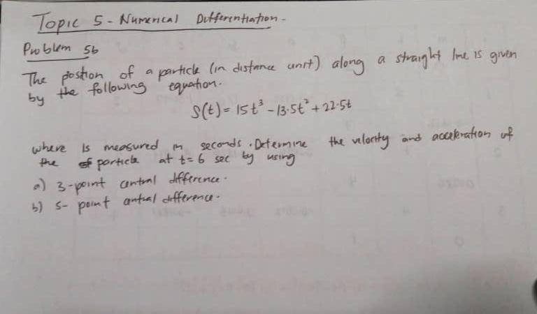 Solved a A Topic 5 - Numerical Differentiation Problem 5b | Chegg.com