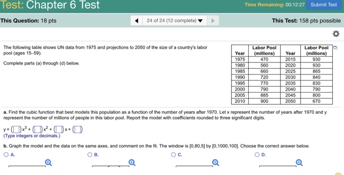 Solved Test: Chapter 6 Test Time Remaining: 00:12:27 Submit | Chegg.com