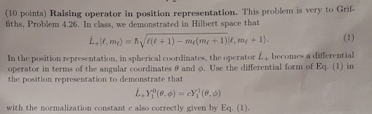 Solved (10 points) Raising operator in position | Chegg.com
