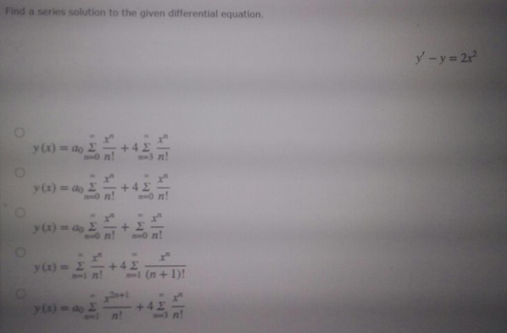Solved Find a series solution to the given differential | Chegg.com