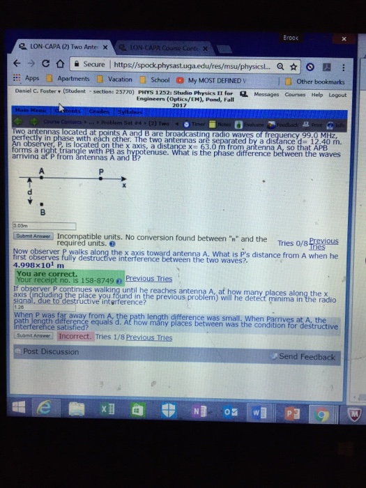 Solved Brook LON-CAPA (2) Two Ante × ← → C 슐 Secure l | Chegg.com