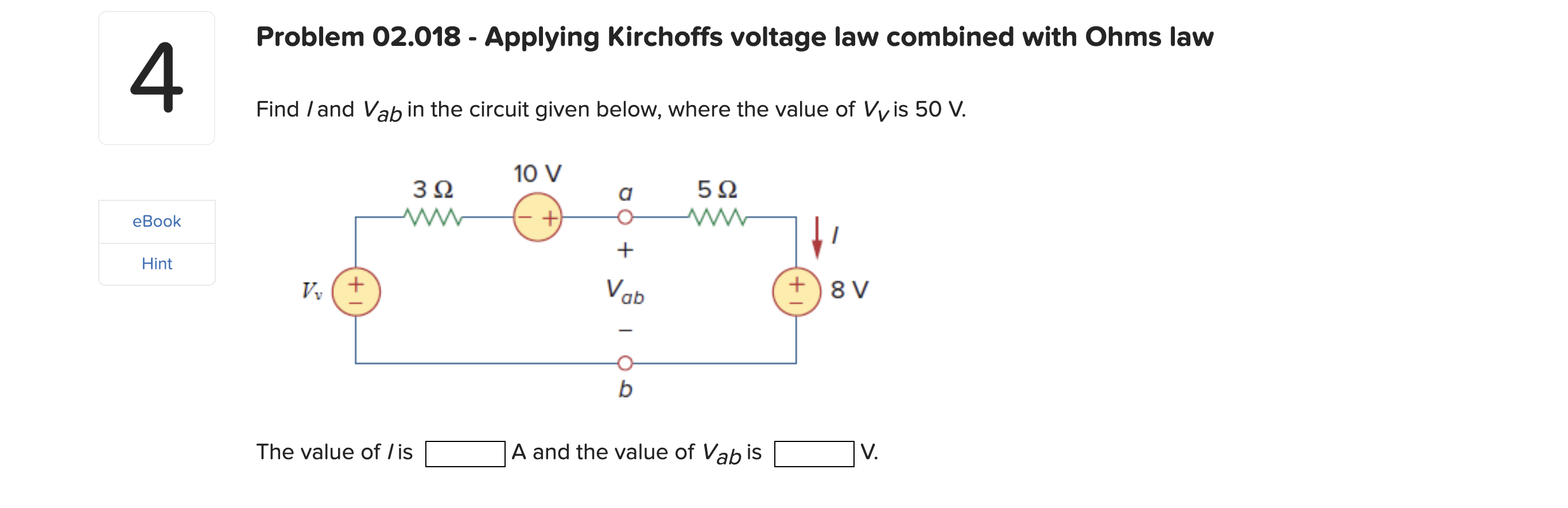 Solved Problem 02.018 - Applying Kirchoffs voltage law | Chegg.com