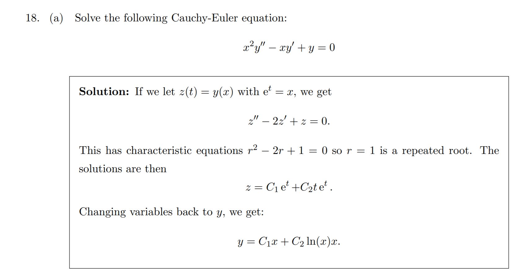 Solved 18. (a) Solve the following Cauchy-Euler equation: | Chegg.com