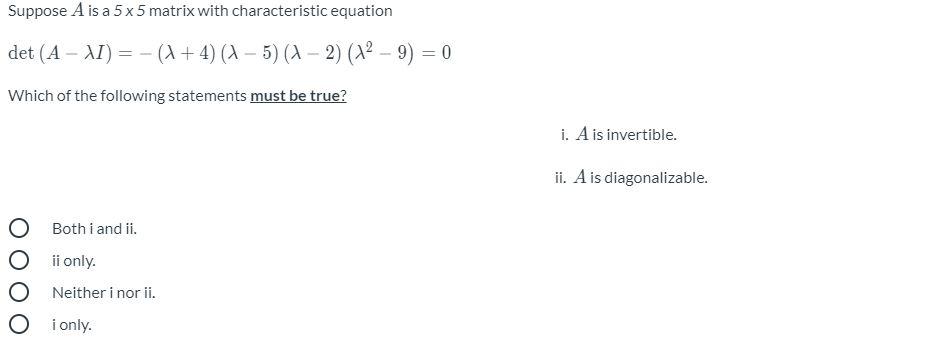 Solved Suppose A is a 5 x 5 matrix with characteristic | Chegg.com