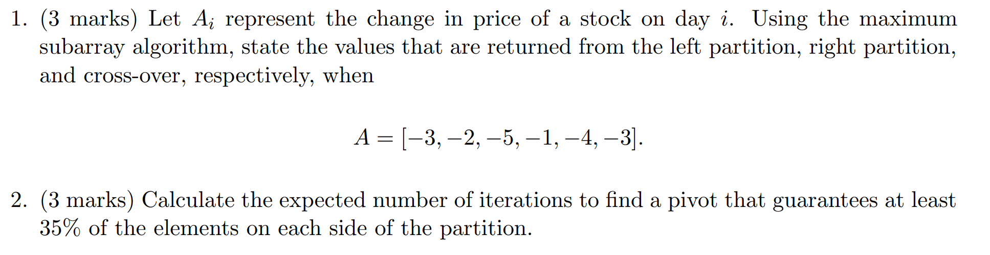 Solved 1. (3 marks) Let Ai represent the change in price of | Chegg.com