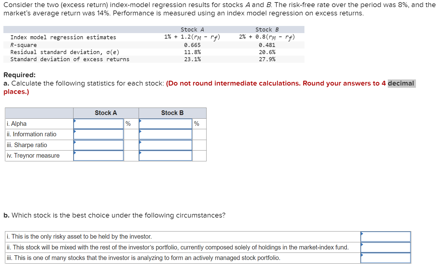 Solved Consider the two (excess return) index-model | Chegg.com