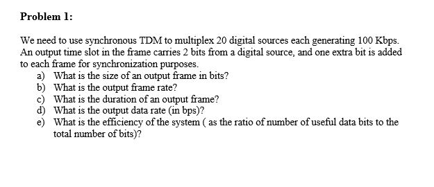 Solved Problem 1: We need to use synchronous TDM to | Chegg.com