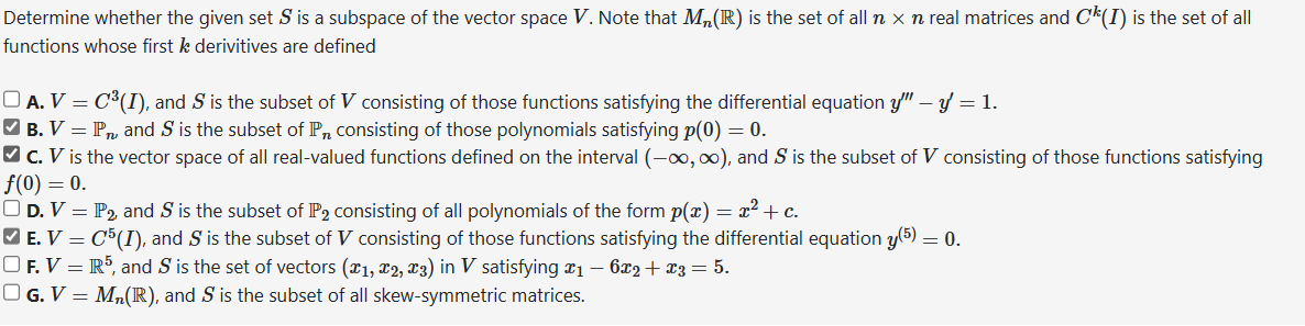 Solved Determine whether the given set S is a subspace of | Chegg.com