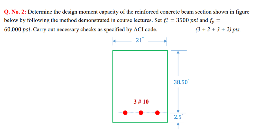 Solved Q. No. 2: Determine the design moment capacity of the | Chegg.com