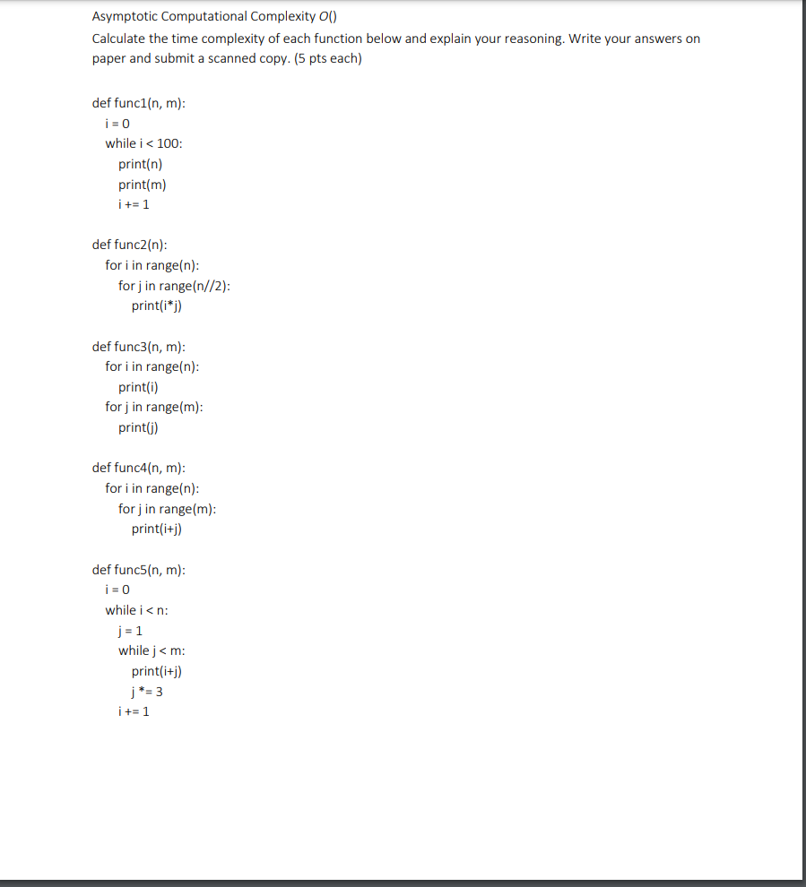 Asymptotic Computational Complexity O() Calculate the | Chegg.com