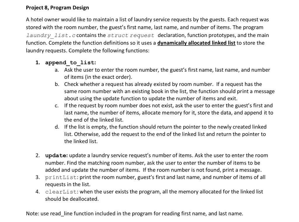 Solved C Program, Dynamically Allocated Linked | Chegg.com