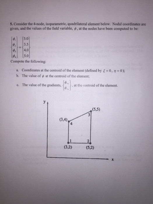 Solved 5. Consider the 4-node, isoparametric, quadrilateral | Chegg.com
