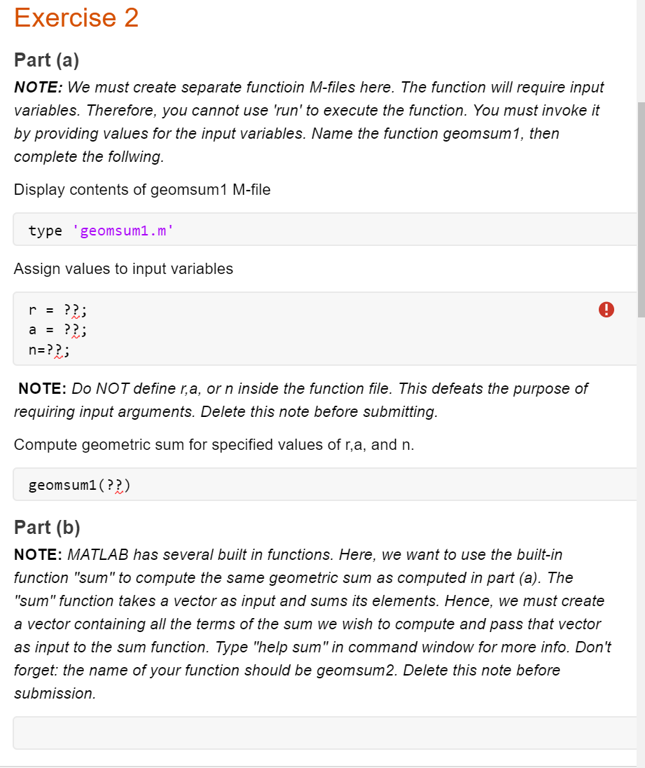 Solved EXERCISE 1 Enter the following matrices and vectors | Chegg.com