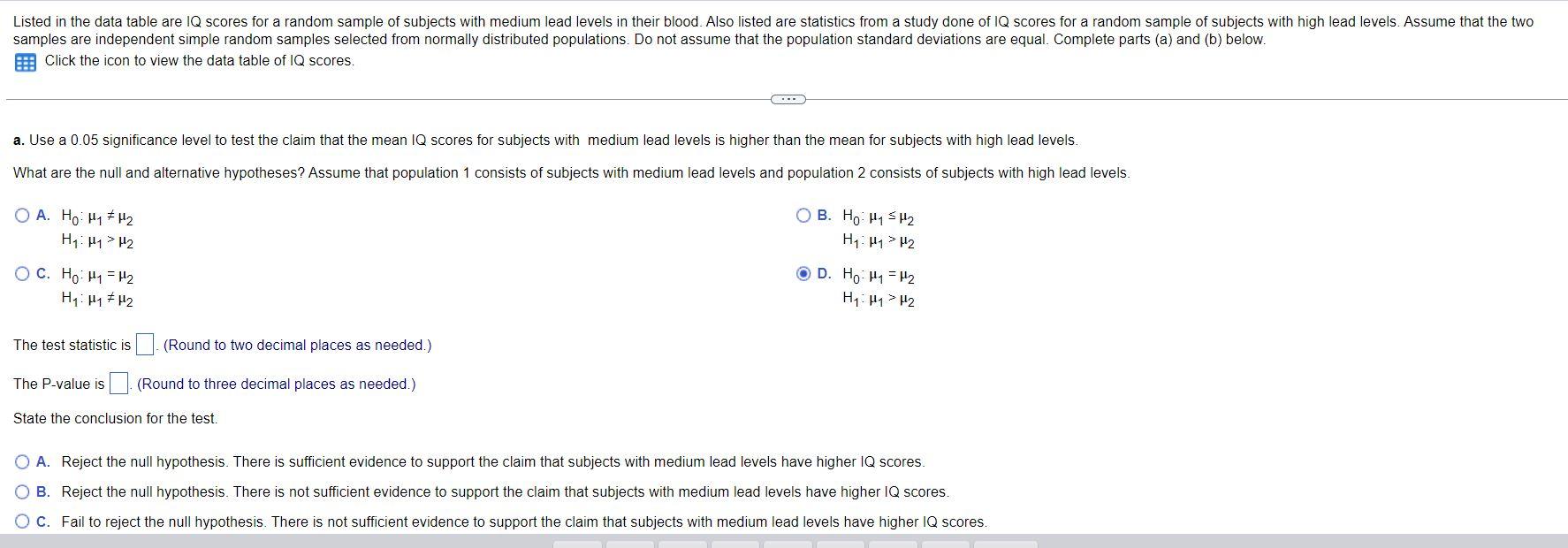 Solved samples are independent simple random samples | Chegg.com