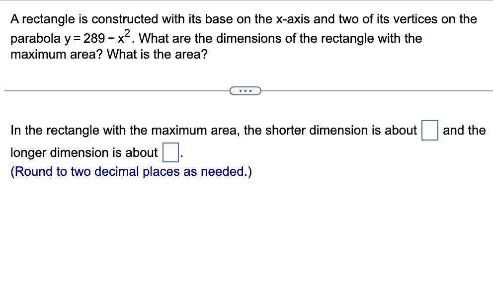 Solved A rectangle is constructed with its base on the | Chegg.com