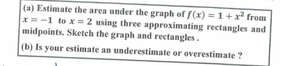 Solved (a) Estimate the area under the graph of f(x)=1+x2 | Chegg.com