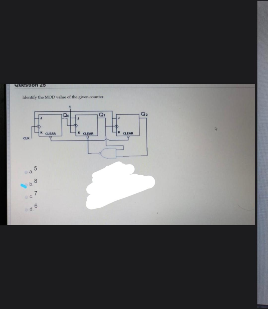Solved Question 25 Identify the MOD value of the given | Chegg.com