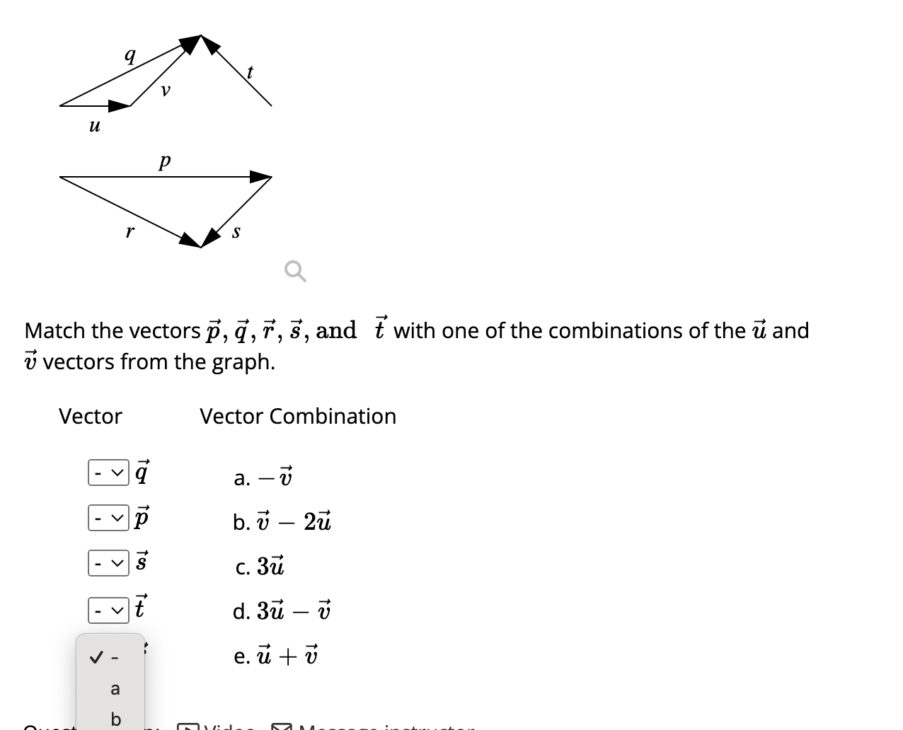 Solved Match the vectors p,q,r,s, and t with one of the | Chegg.com