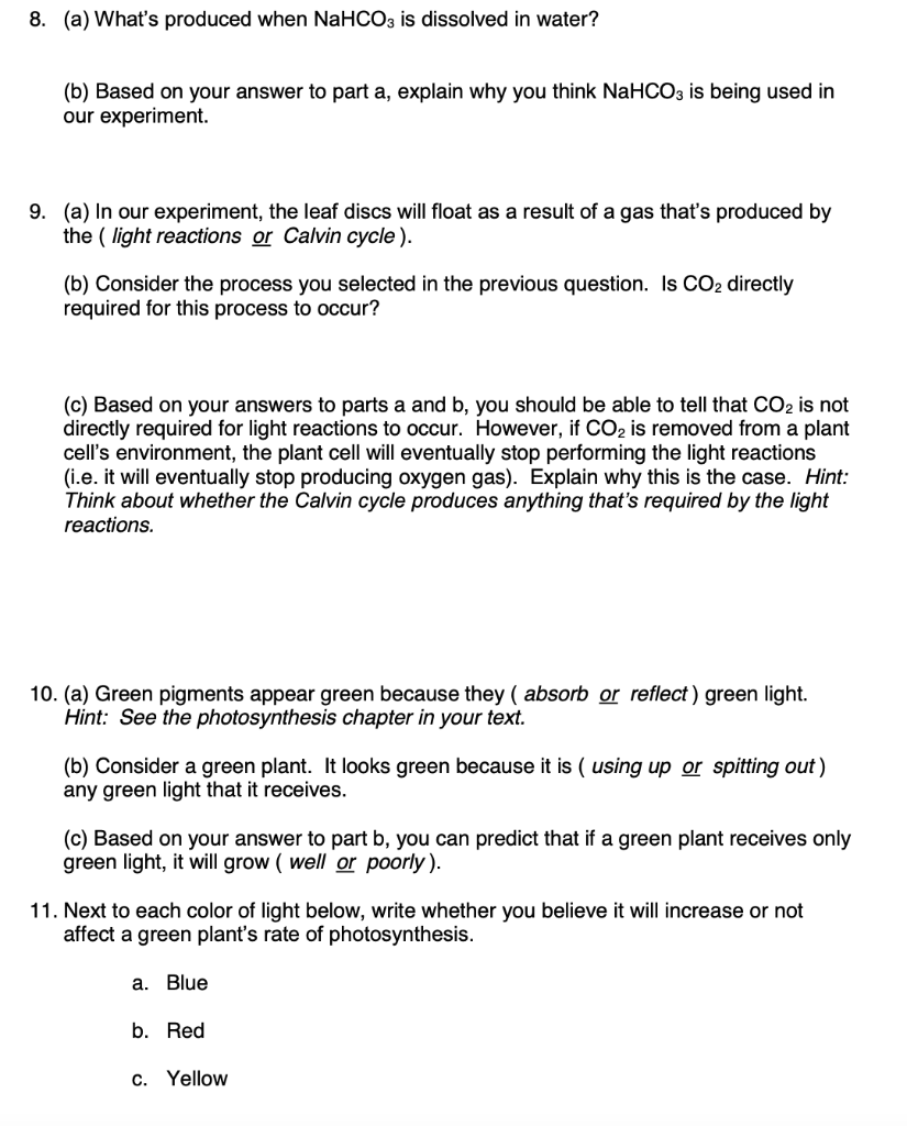 Solved 8. (a) What's produced when NaHCO3 is dissolved in | Chegg.com