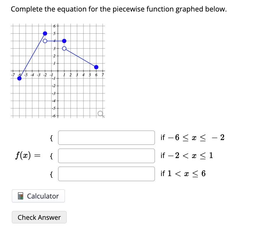 Solved Complete the equation for the piecewise function | Chegg.com