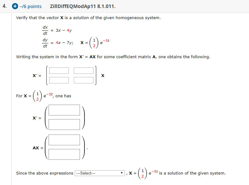 Solved +-/6 points 4 ZillDiffEQModAp11 8.1.011. Verify that | Chegg.com