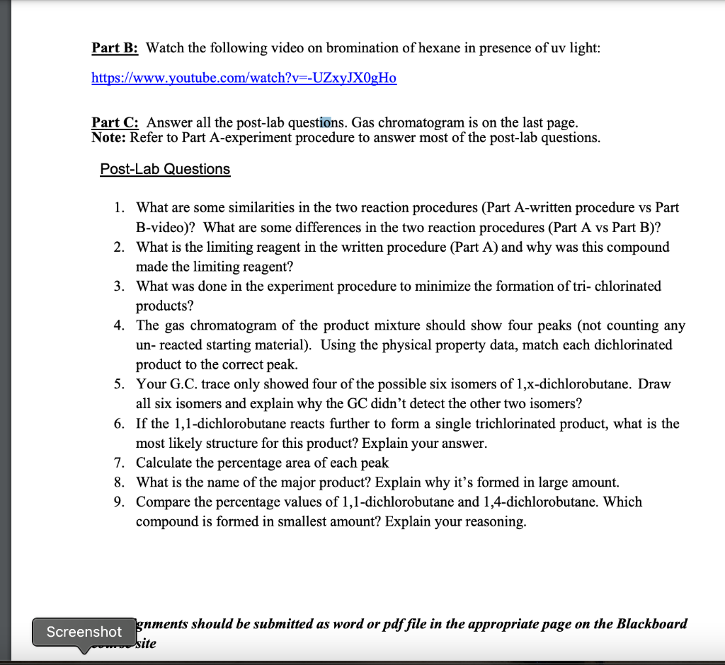 Solved Part A: Read the provided experiment procedure to | Chegg.com