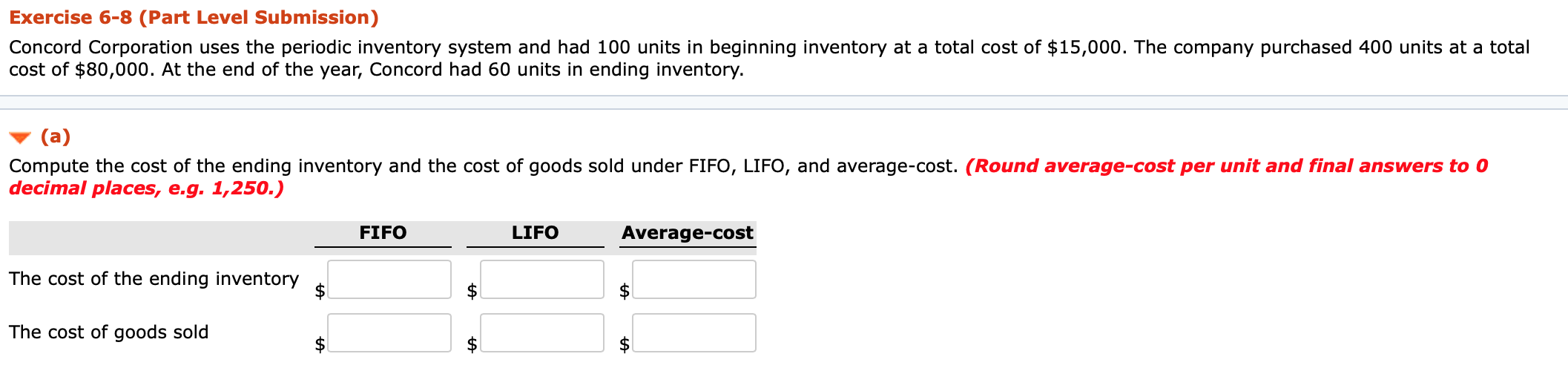 Solved Exercise 6-8 (Part Level Submission) Concord | Chegg.com