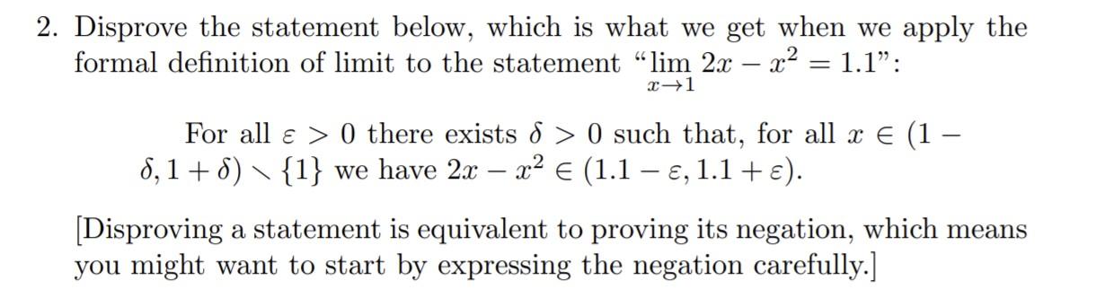Solved 2. Disprove the statement below, which is what we get | Chegg.com