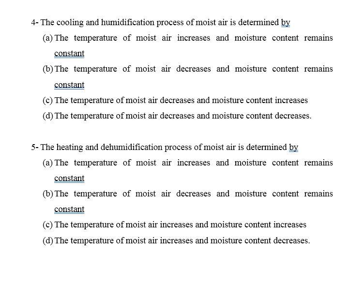 Solved 4- The cooling and humidification process of moist | Chegg.com