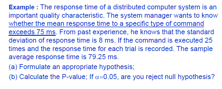 Solved Example : The response time of a distributed computer | Chegg.com